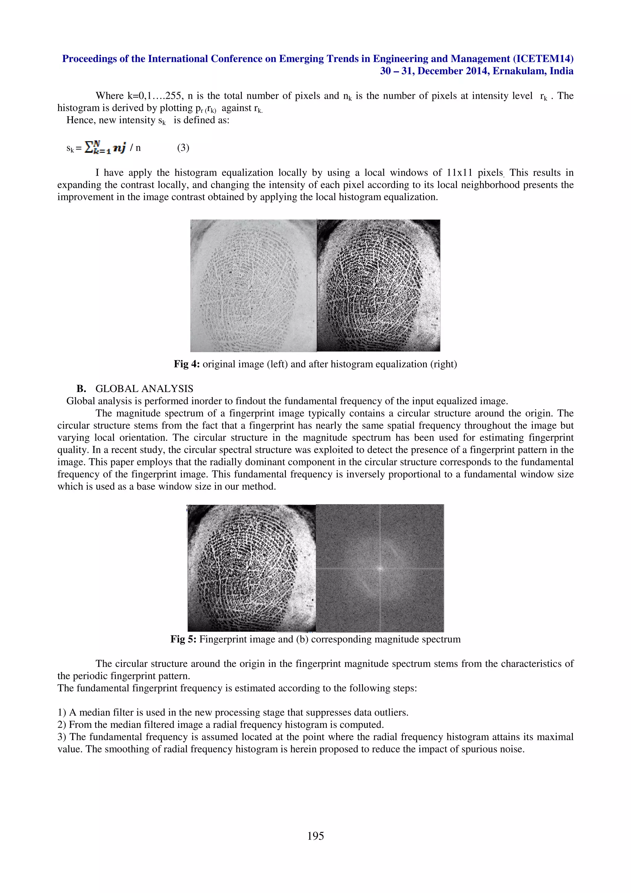Pre emphasis on data for an adaptive fingerprint image enhancement | PDF
