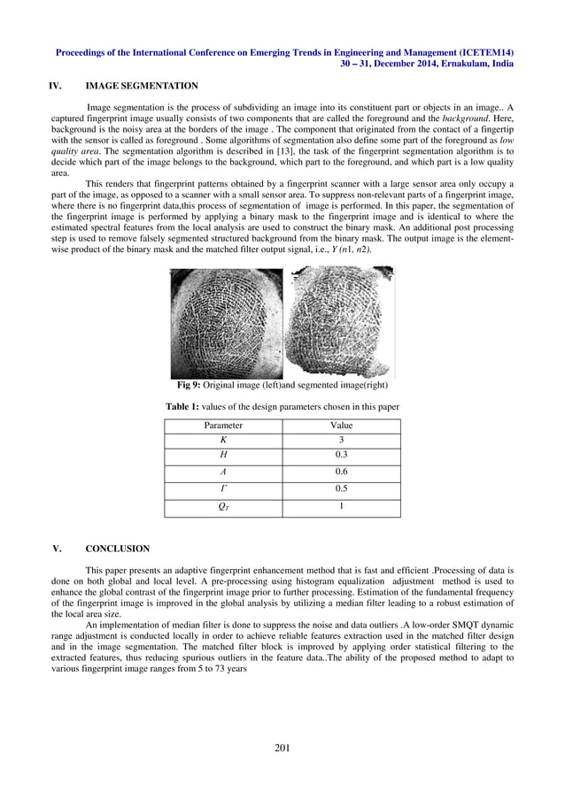 Pre emphasis on data for an adaptive fingerprint image enhancement | PDF