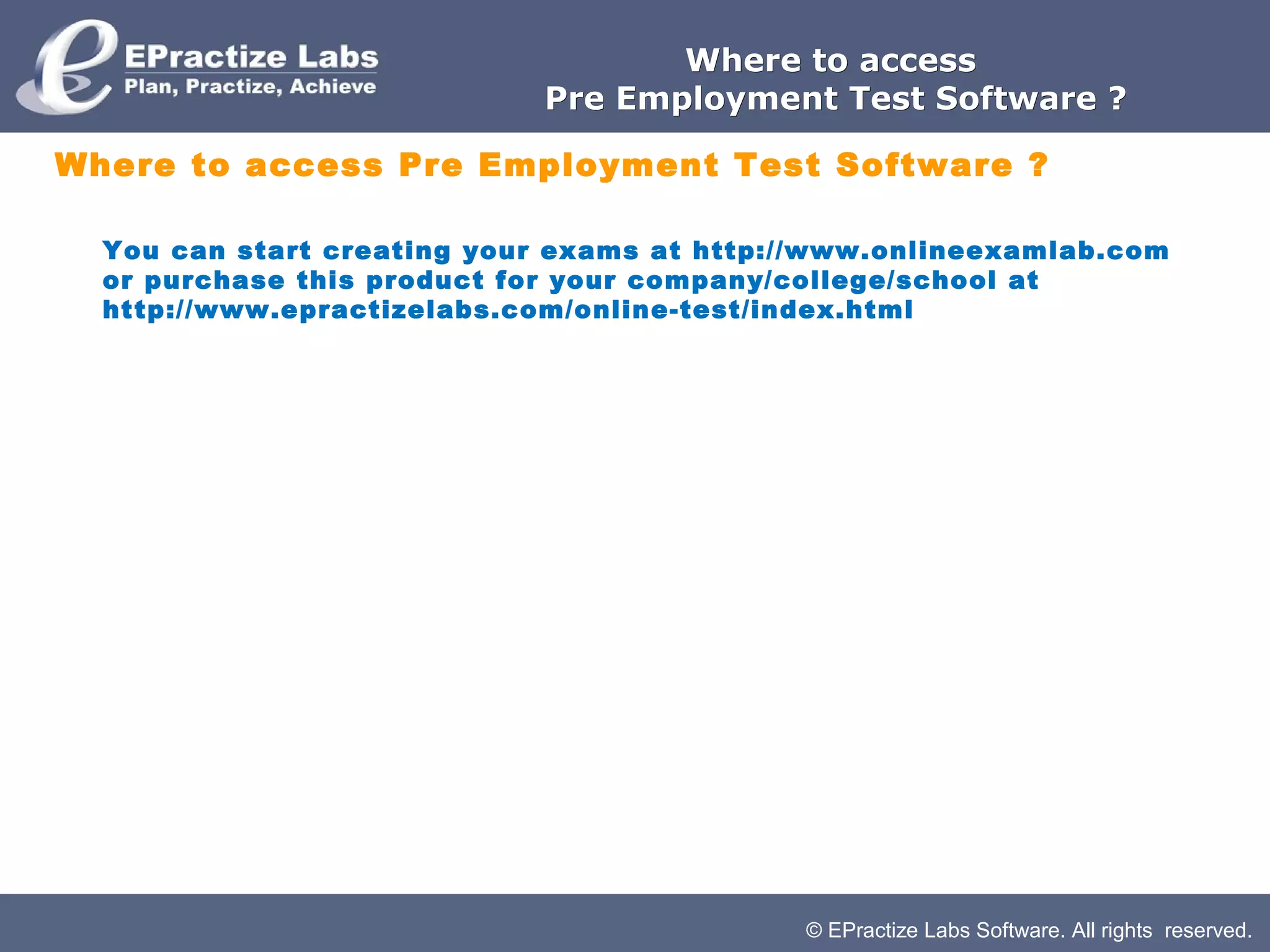 Pre employment test software | PPT
