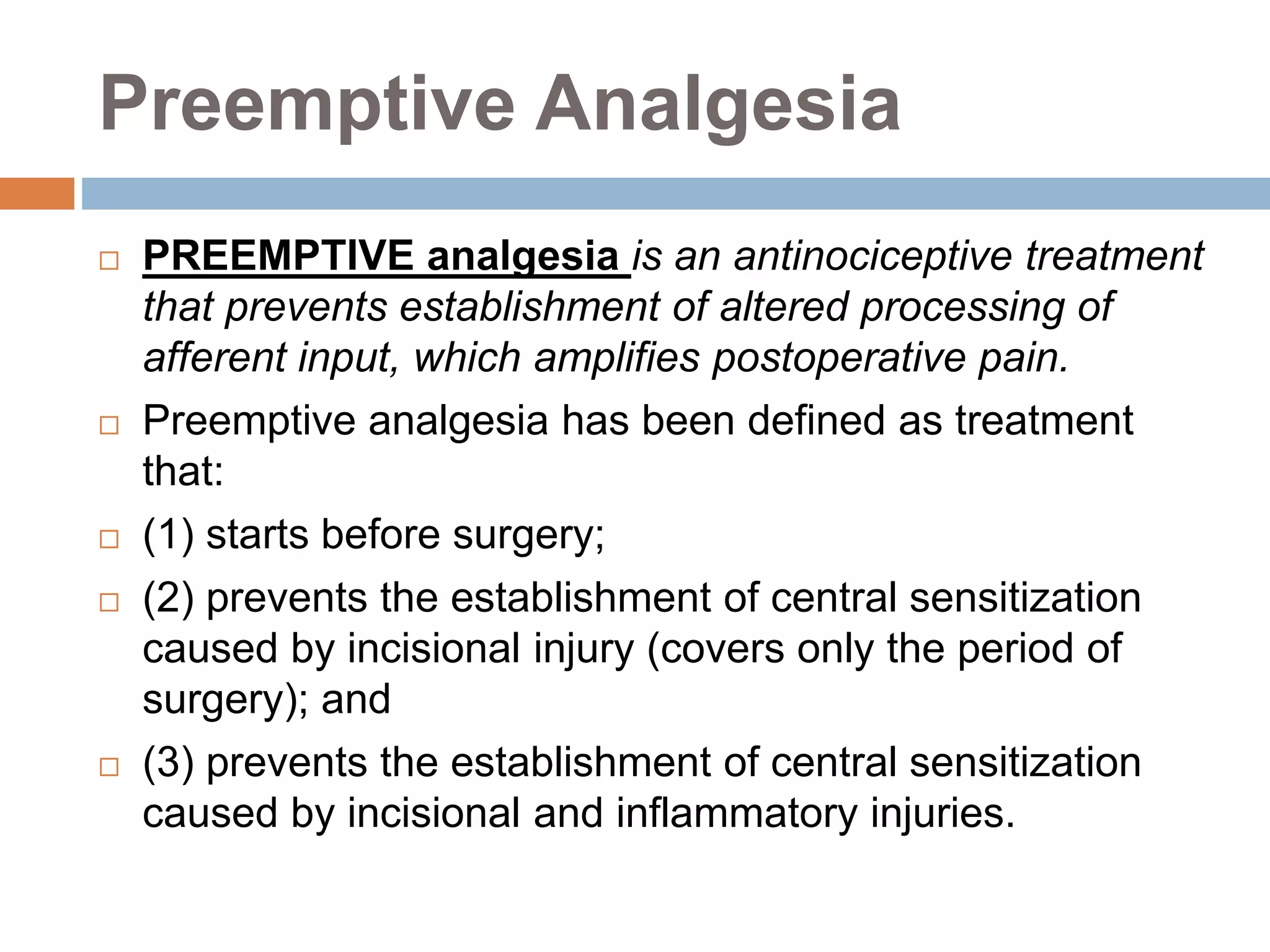 Preemptive analgesia | PPTX
