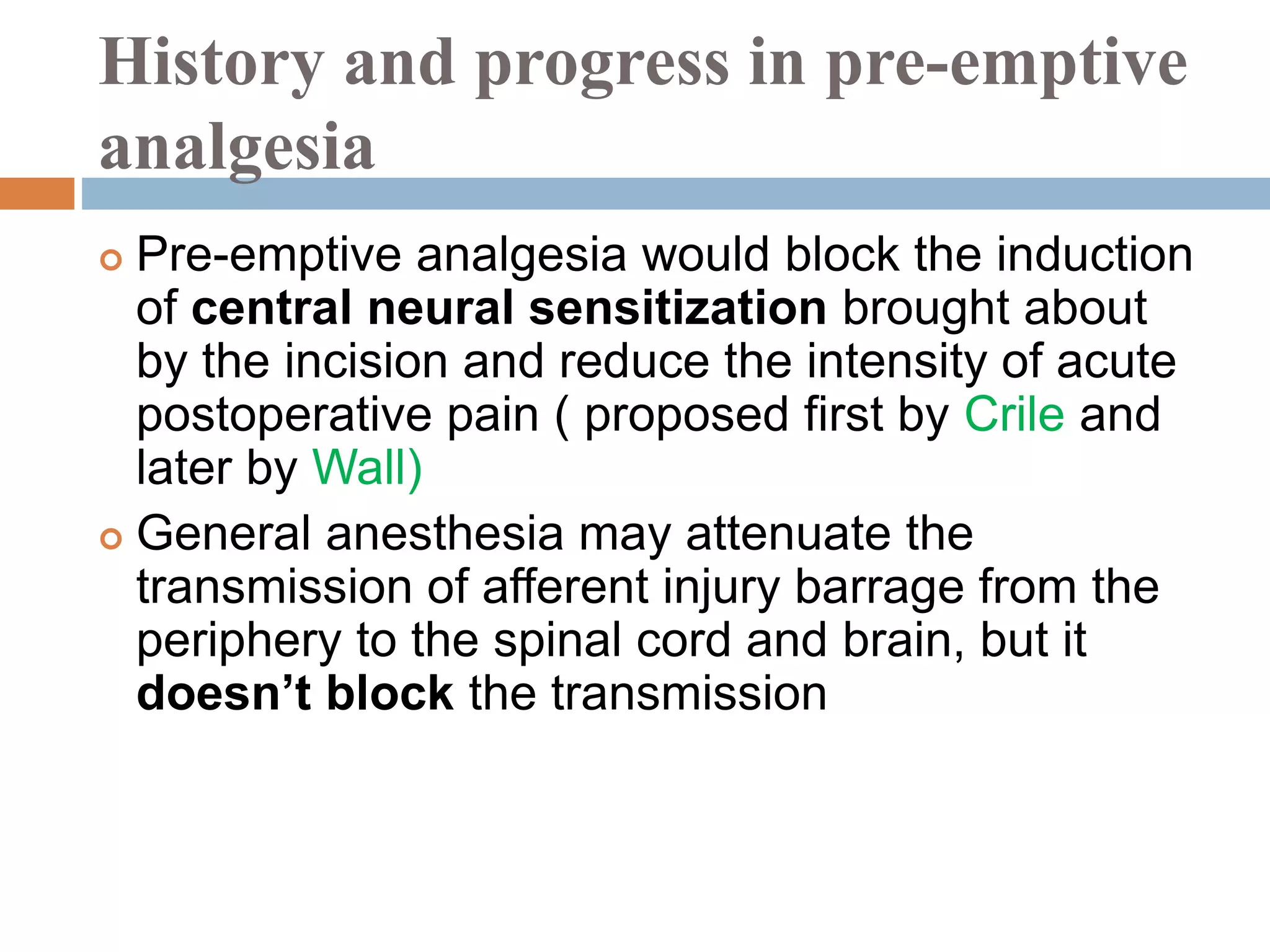 Preemptive analgesia | PPTX