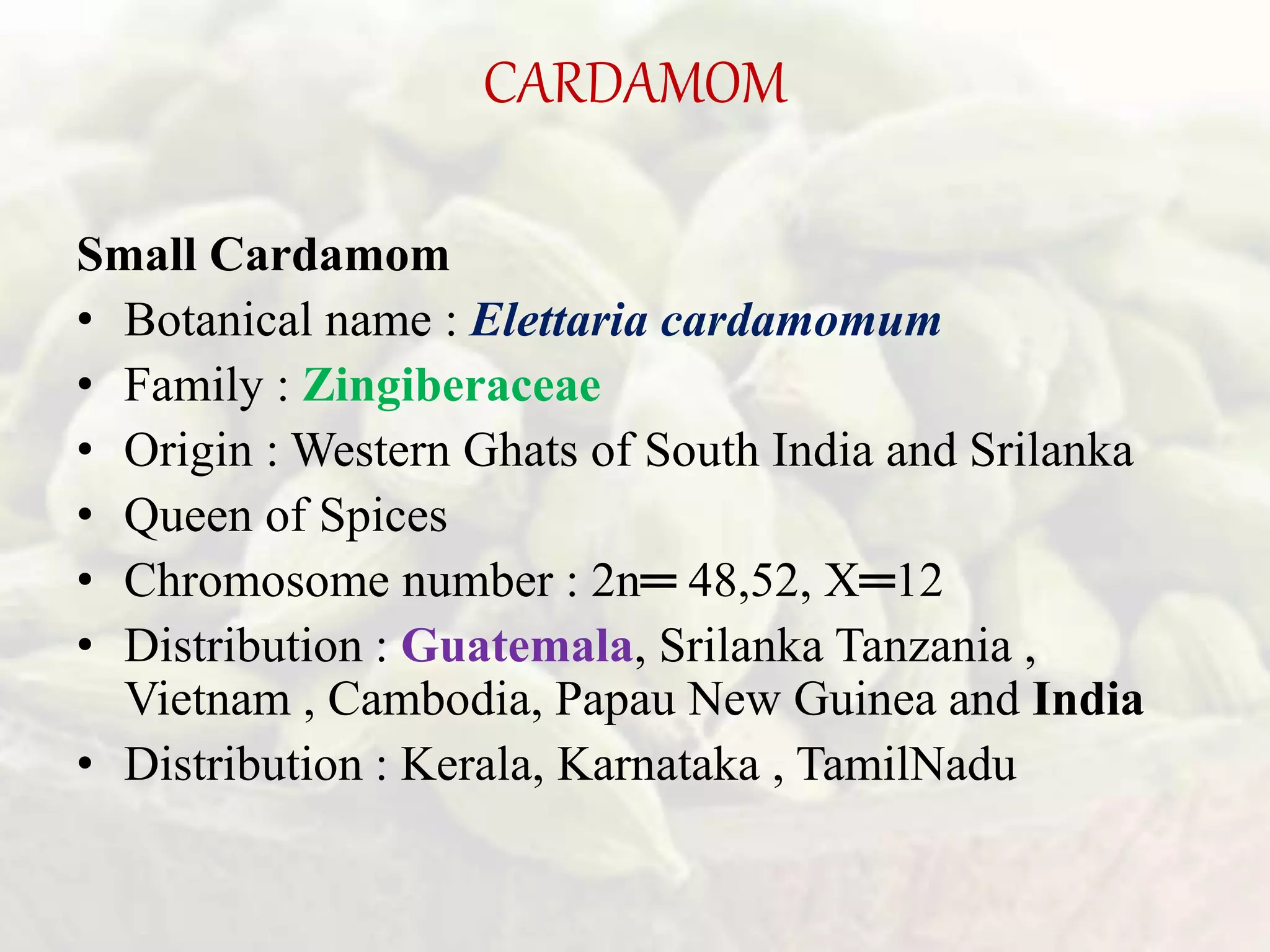 CROP IMPROVEMENT OF CARDAMOM breeding | PPTX