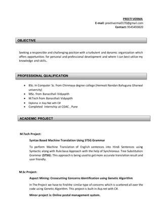 Preeti cv | DOCX