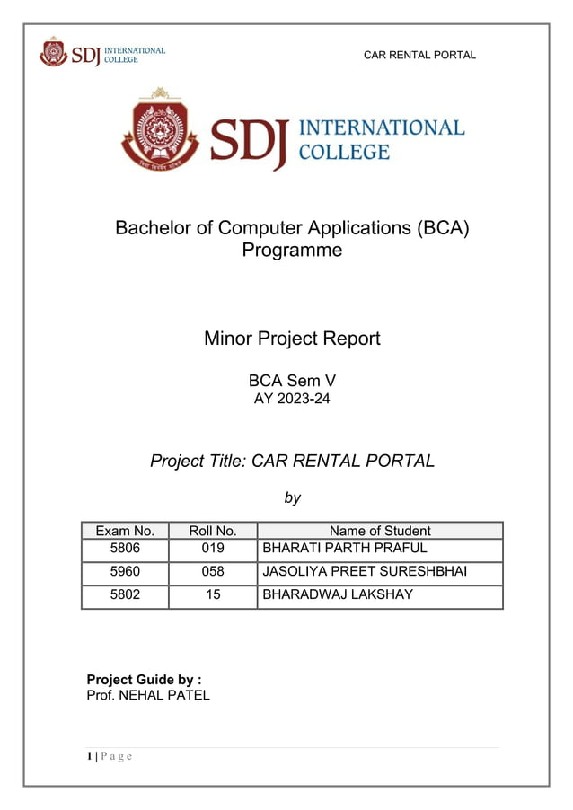 bca project for application and final project | PDF