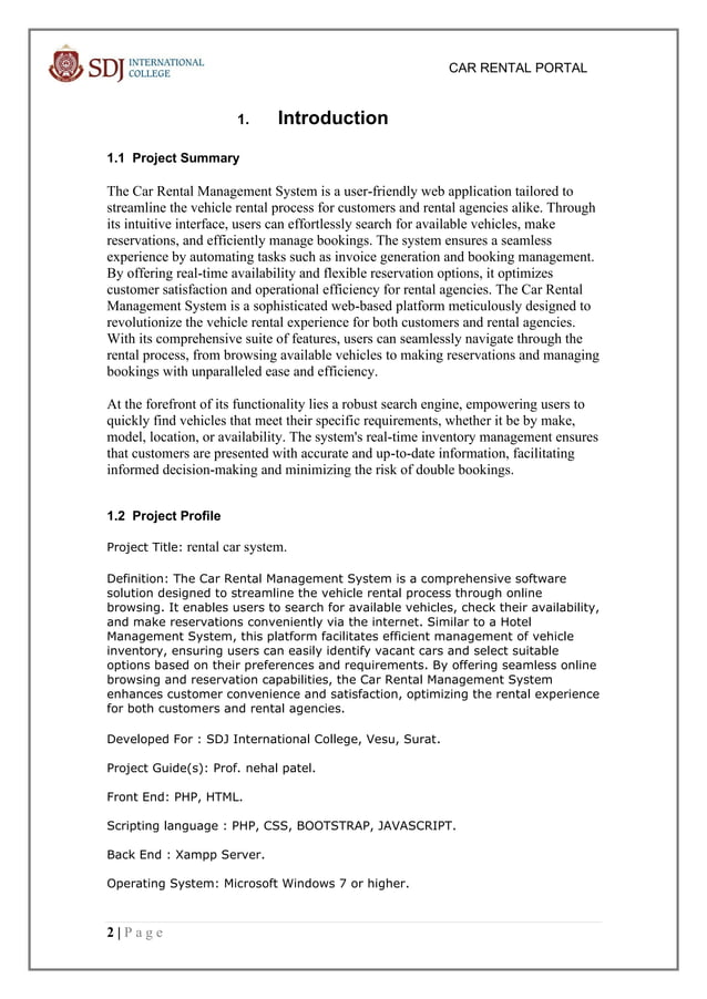 bca project for application and final project | PDF