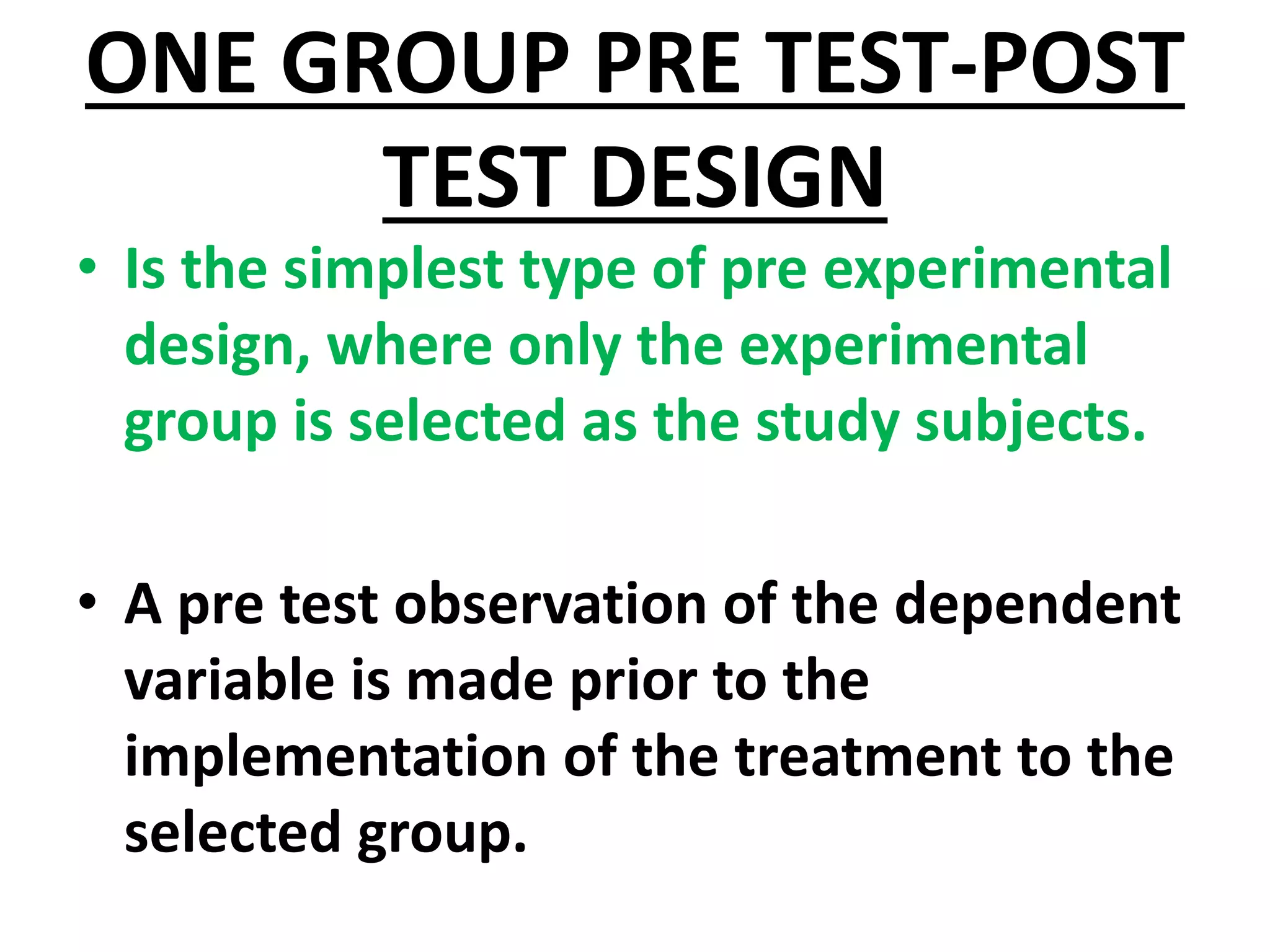 PRE EXPERIMENTAL DESIGN | PPTX