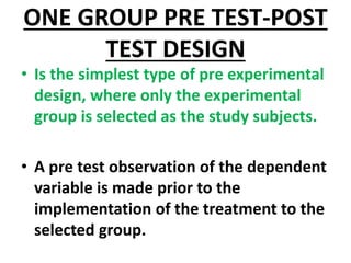 PRE EXPERIMENTAL DESIGN | PPT