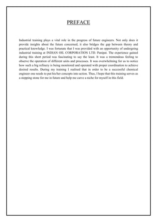 Summer Training Report at IOCL (chemical engineering) | PDF