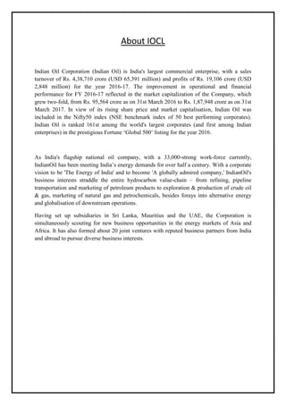 Summer Training Report at IOCL (chemical engineering) | PDF