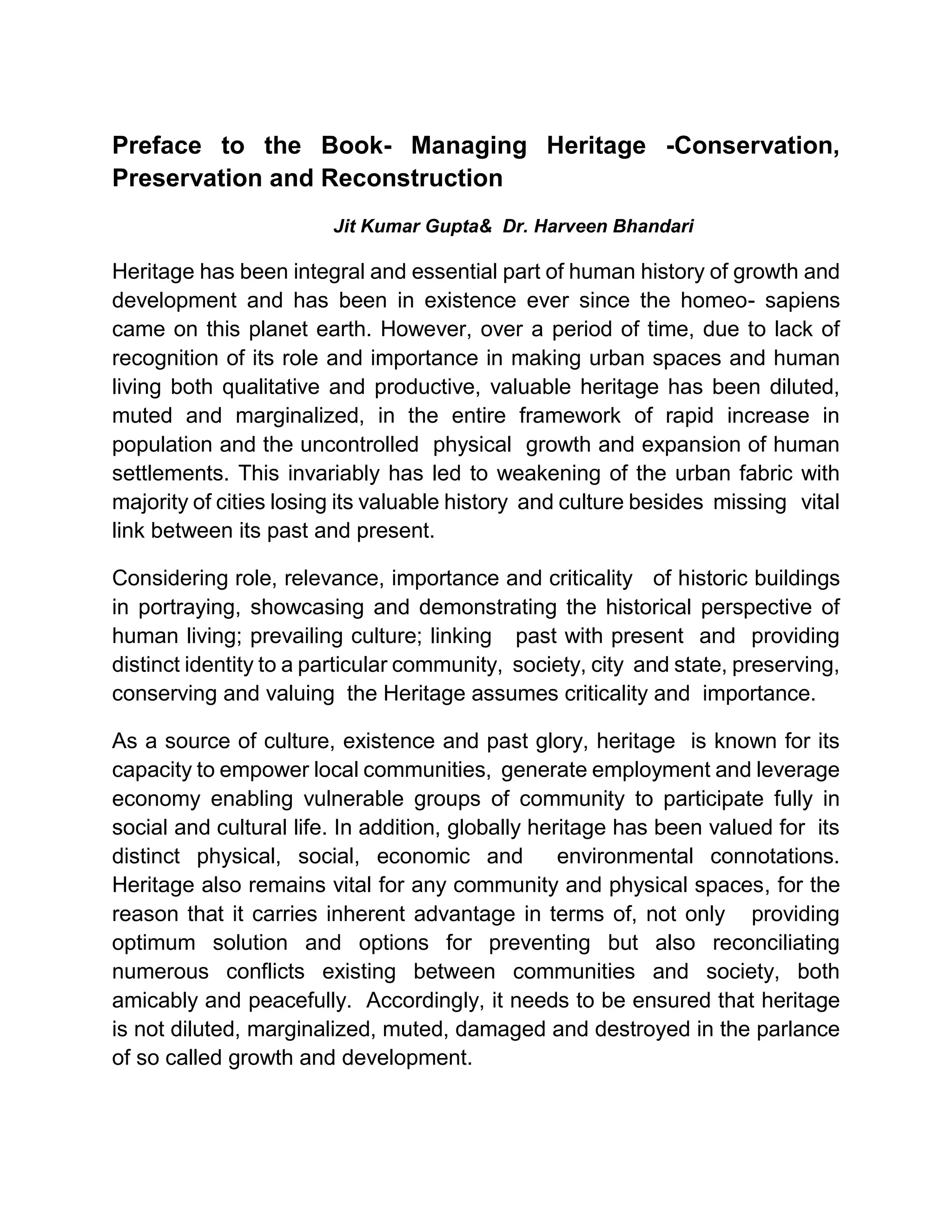Preface - Book- Managing Heritage- Prservation, Conservation and Reconstruction.docx