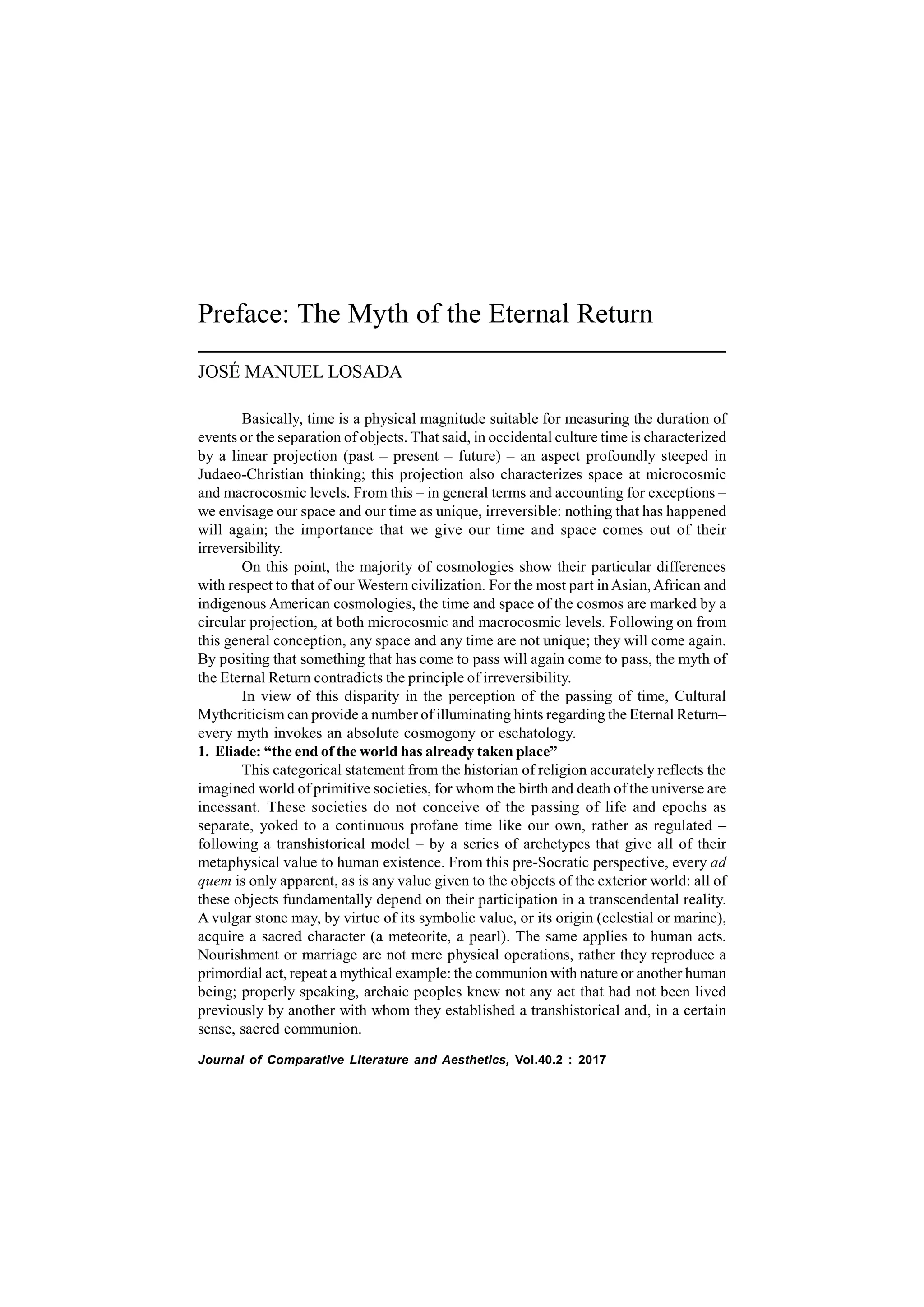 Preface : The Myth of the Eternal Return | PDF