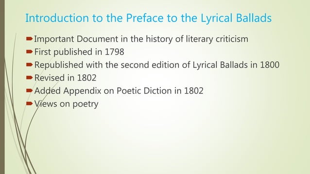 Preface to the Lyrical Ballads | PPT