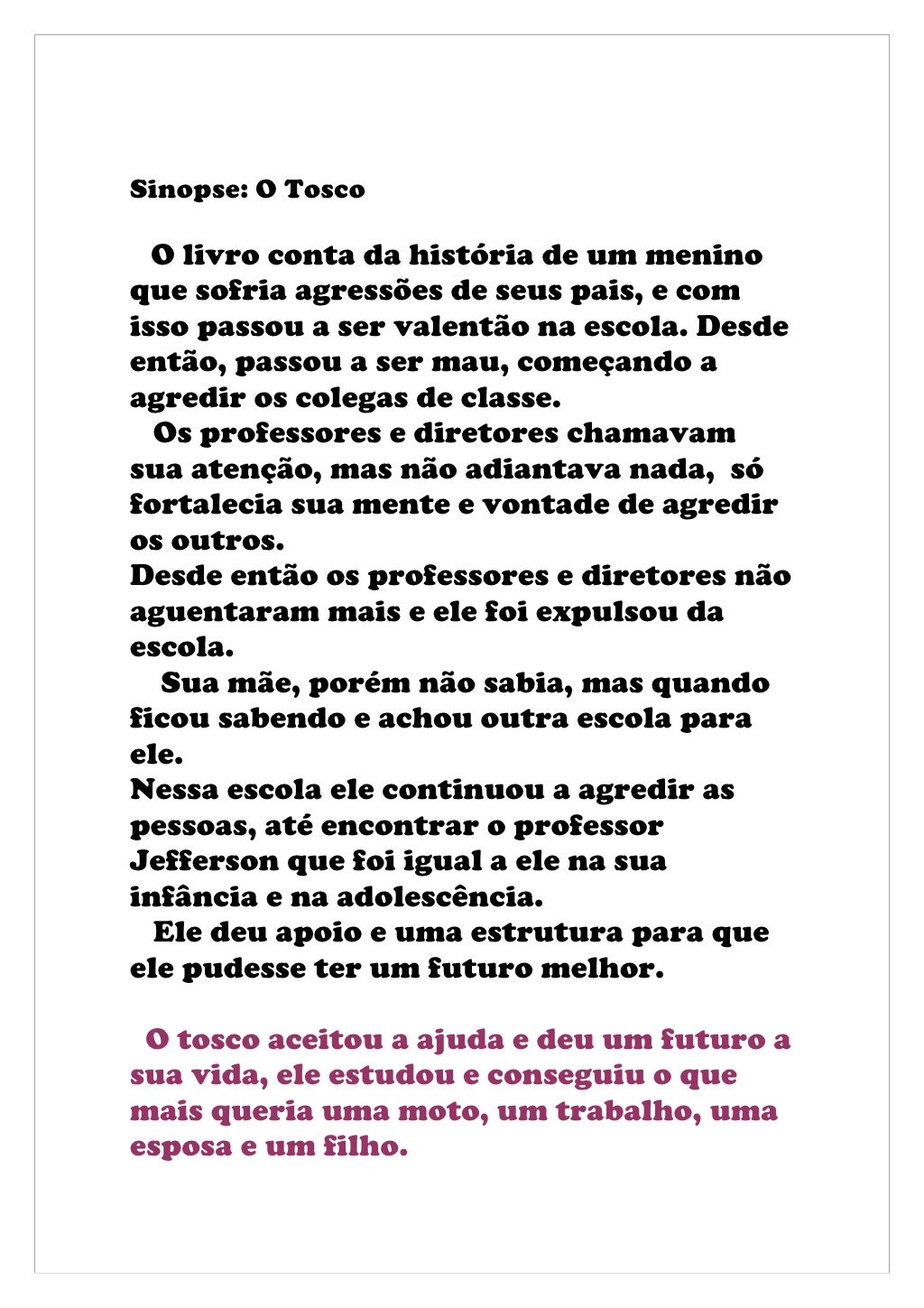 Livro O Tosco Resumo - RETOEDU