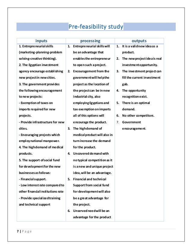 Pre-feasibility study