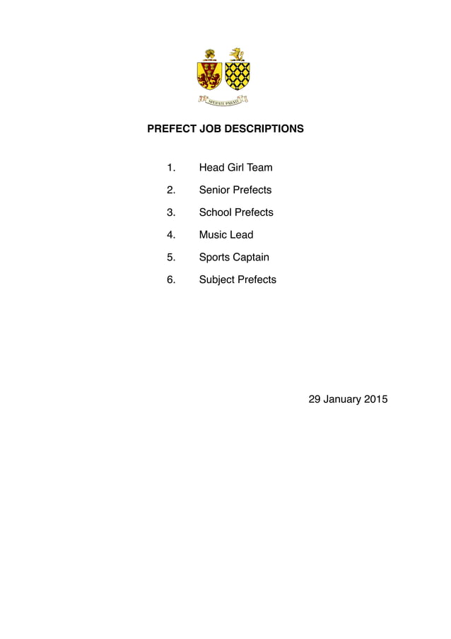 Prefect job-descriptions | PDF | Professional School | Postgraduate ...
