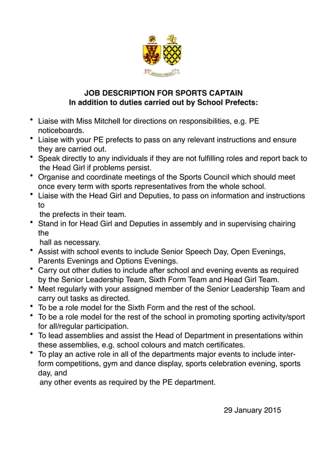 Prefect job-descriptions | PDF | Professional School | Postgraduate ...