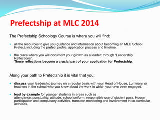 Prefectship presentation march 2013 | PPTX