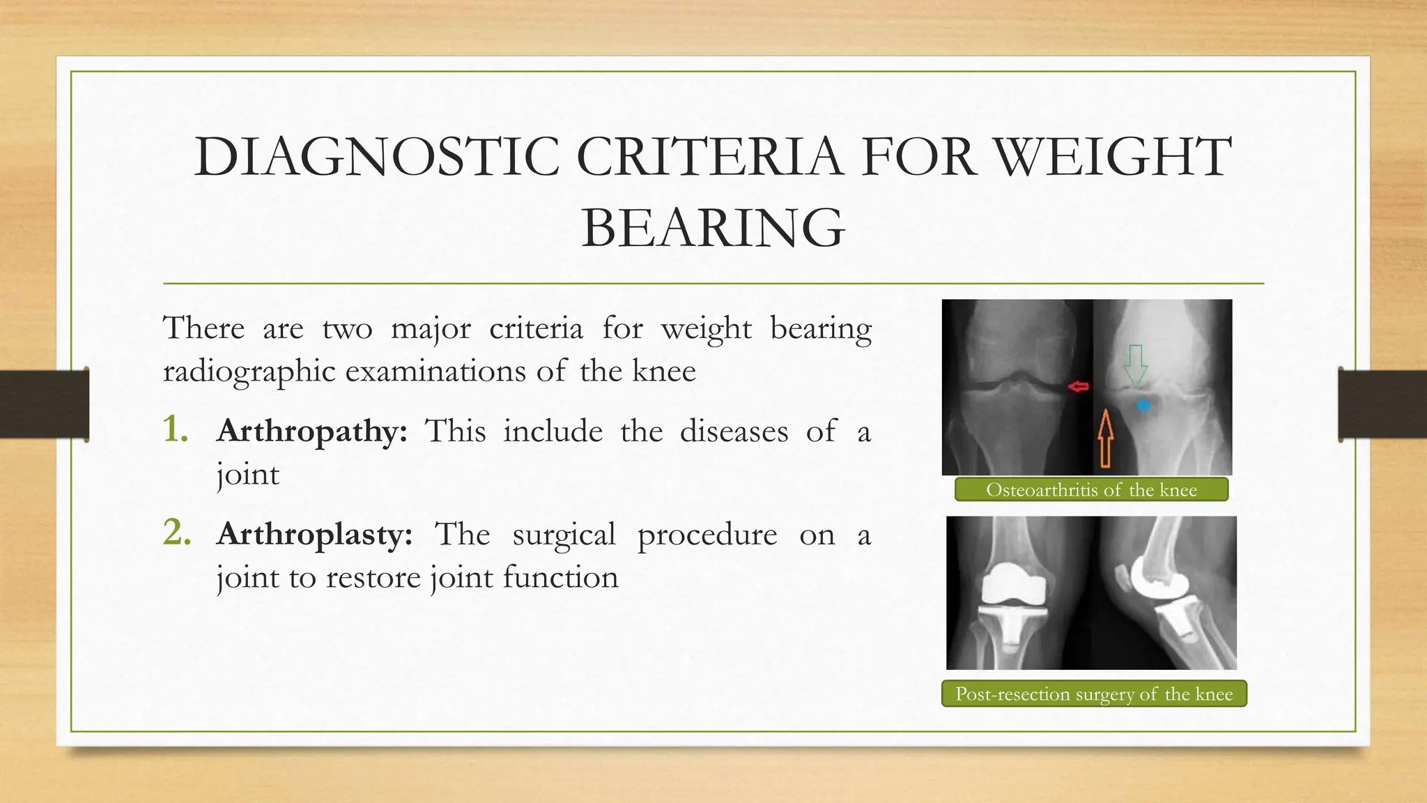 PREFERENCE OF WEIGHT BEARING OVER NON WEIGHT BEARING RADIOGRAPHIC ...