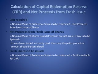 Preferential share issue & redemption shubham | PPTX