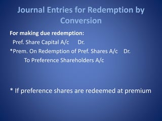 Preferential share issue & redemption shubham | PPTX