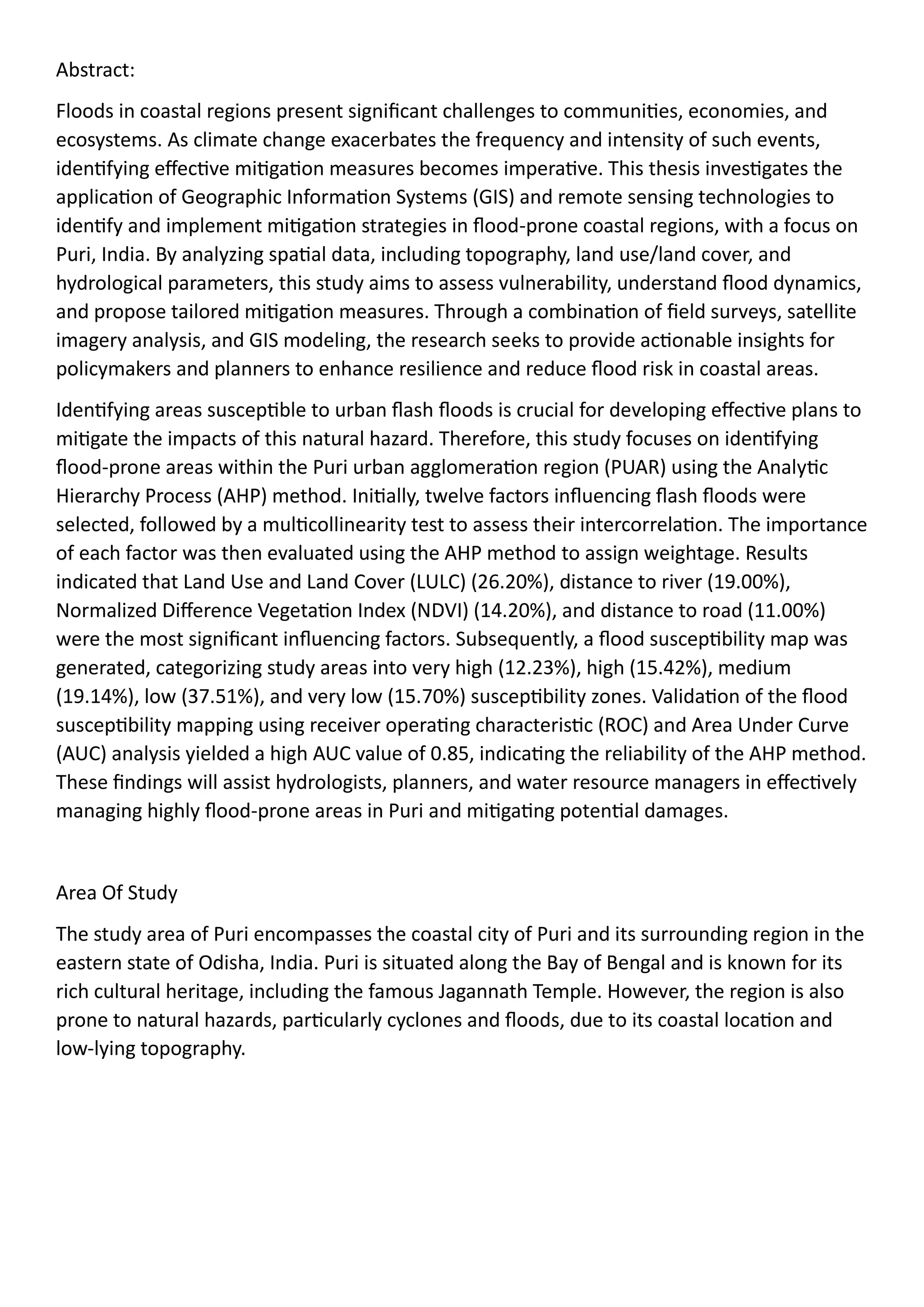 USE OF GIS IN FINDING FLOODING AREAS PURI | PDF