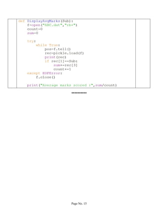 Computer Science(083) Python Pre Board Exam 1 Sample Paper Class 12 | PDF