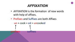 Prefixation & characteristic features of suffixation | PPT