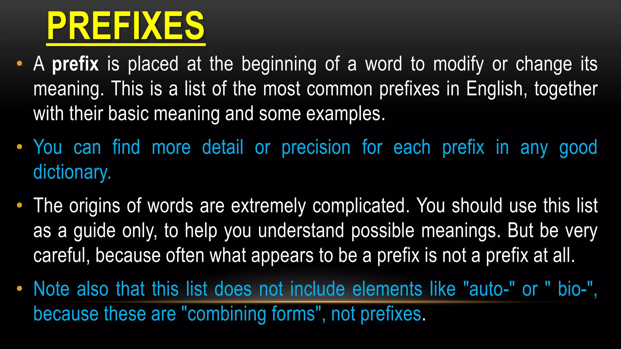 English Grammar-Prefixes | PPT