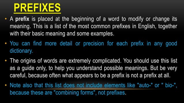 English Grammar-Prefixes | PPT