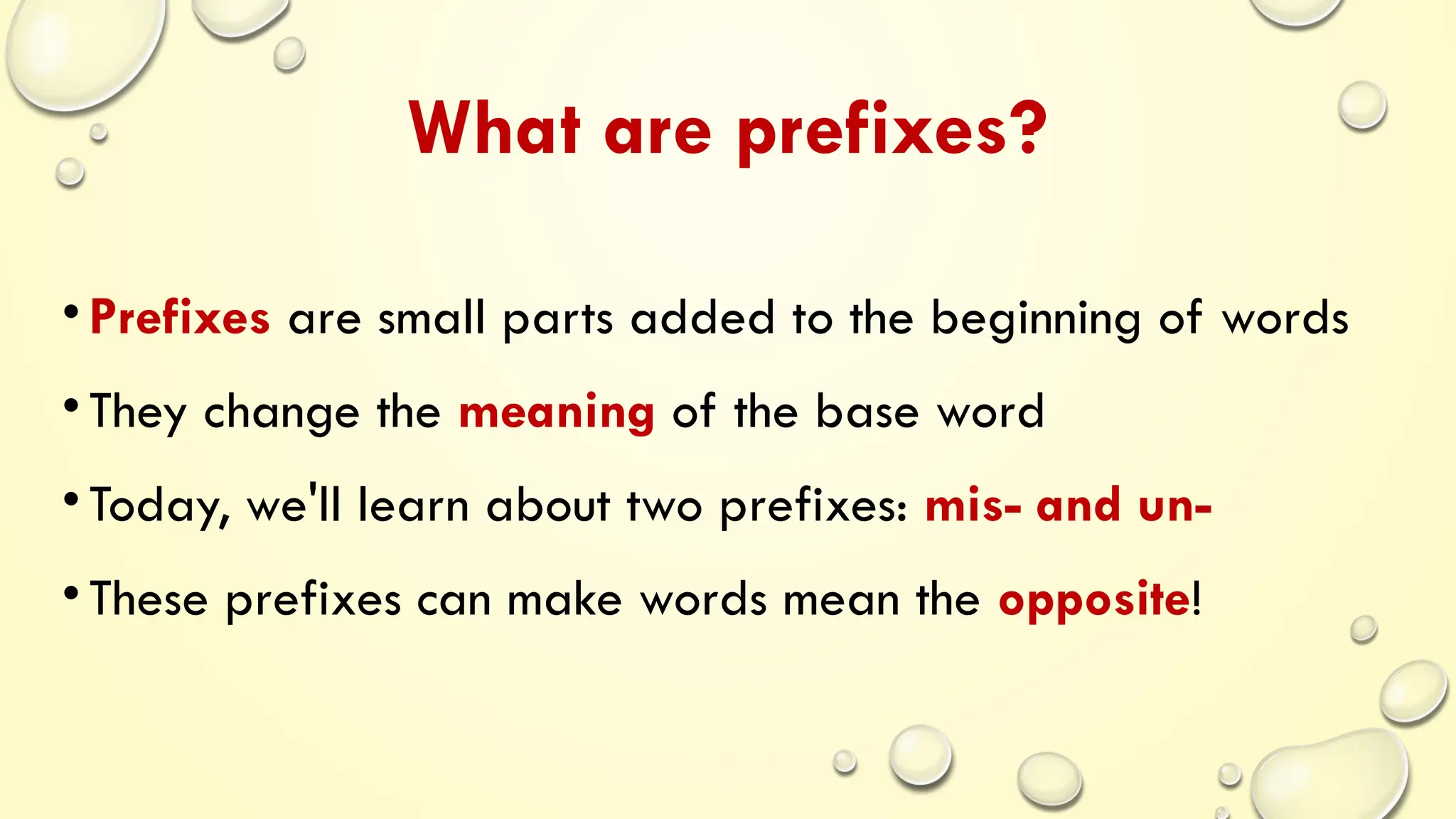 prefixes.pptx prefixes un- mis- prefixes | PPTX