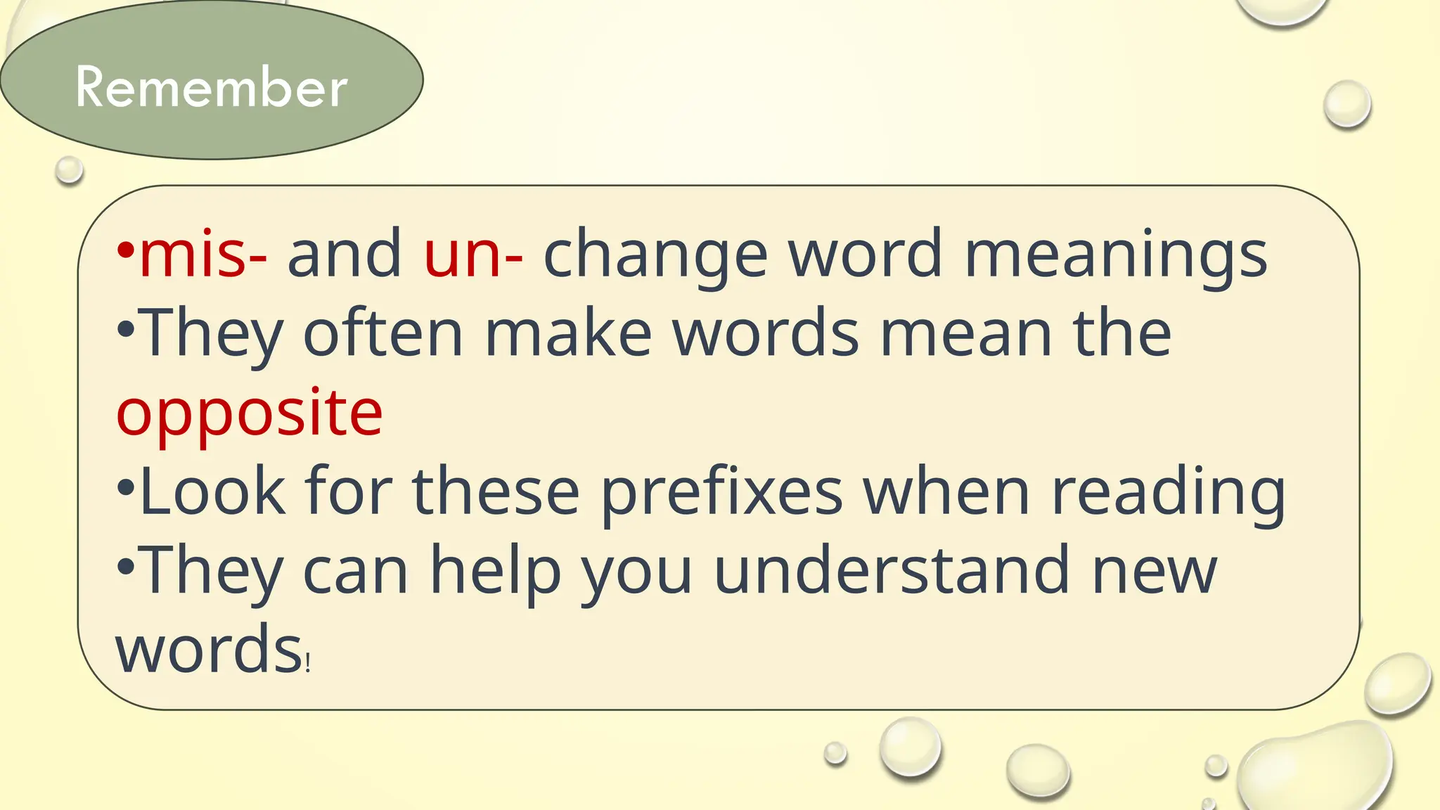 prefixes.pptx prefixes un- mis- prefixes | PPTX