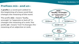 prefixes.pptx prefixes un- mis- prefixes | PPTX