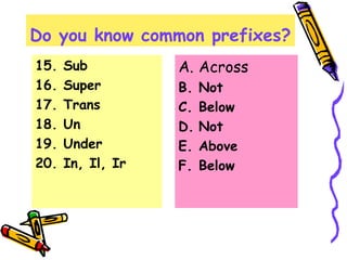 Prefixes and-suffixes | PPT