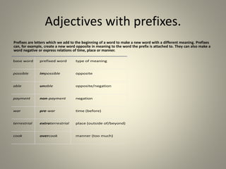 Prefixes and suffixes forming words | PPTX