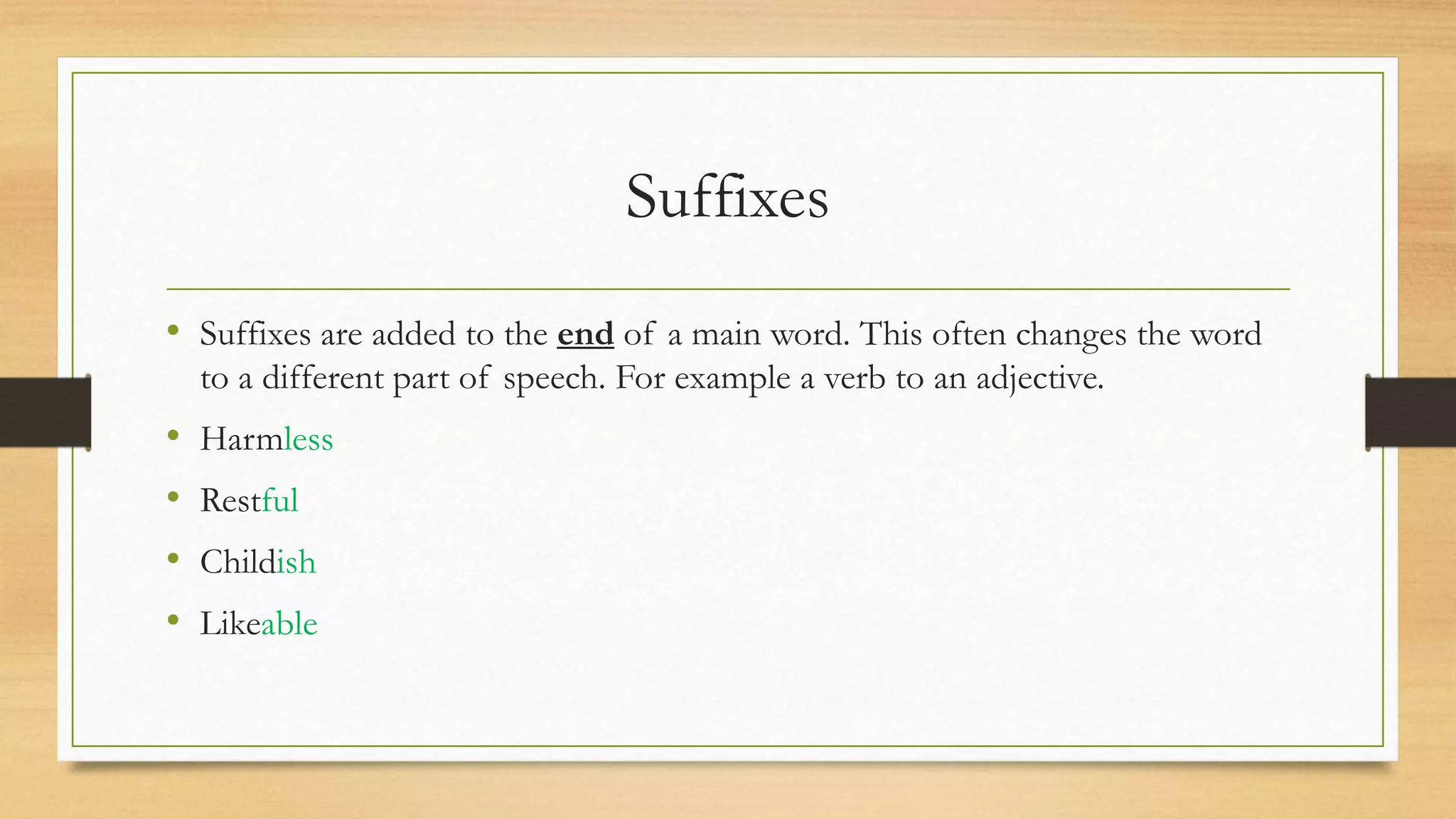 Prefixes and suffixes ppt | PPTX