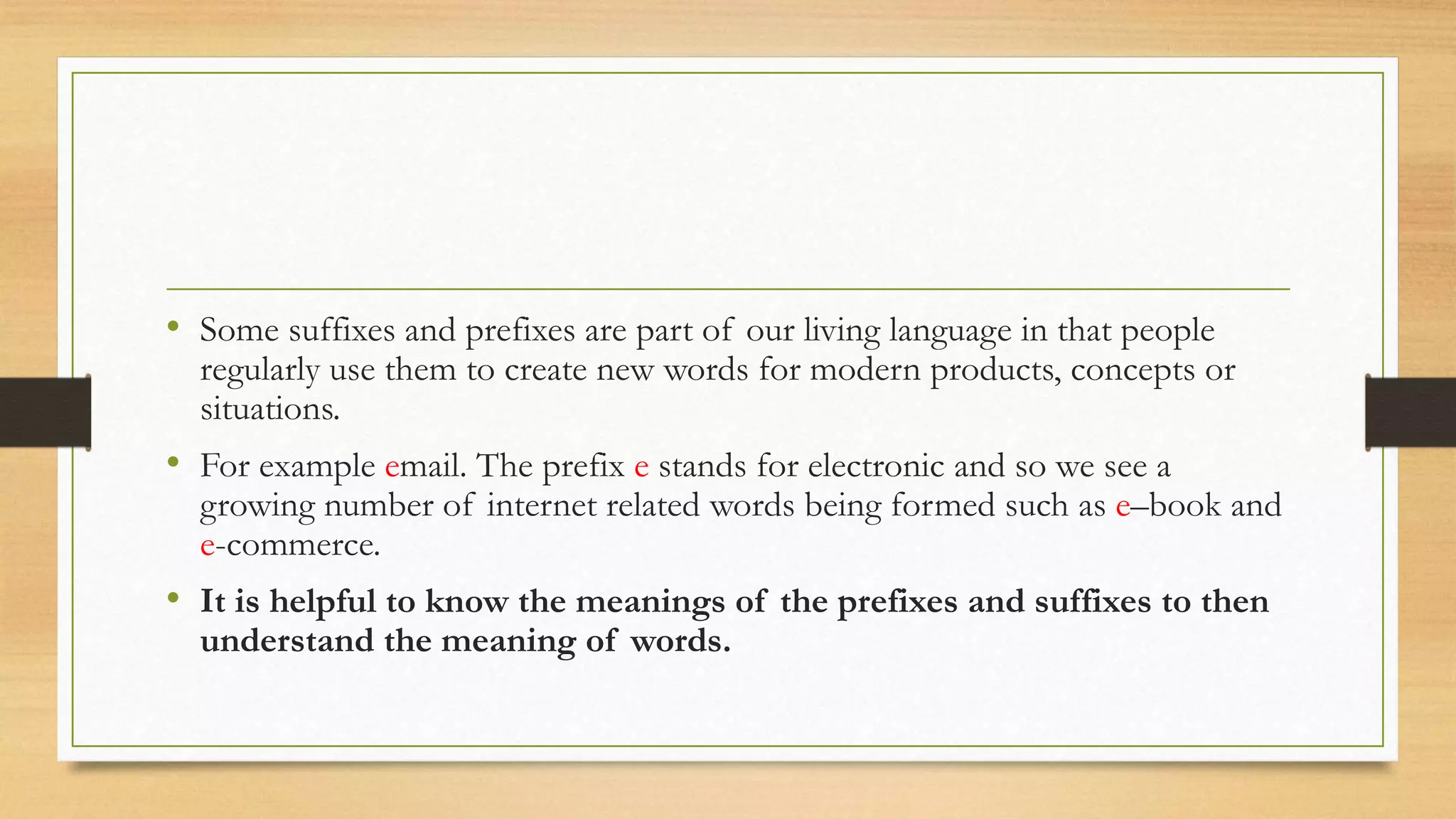 Prefixes and suffixes ppt | PPTX