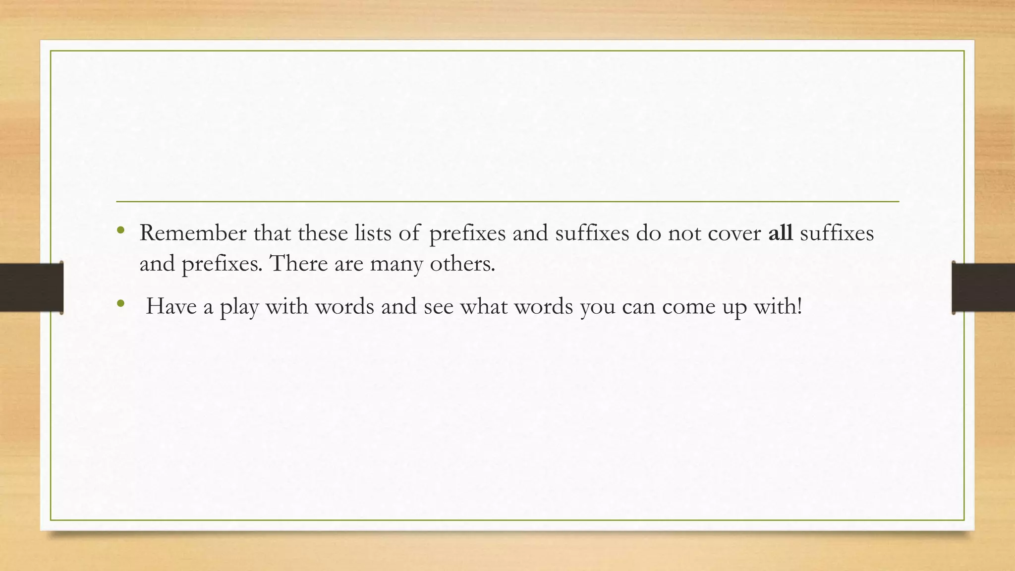 Prefixes and suffixes ppt | PPTX