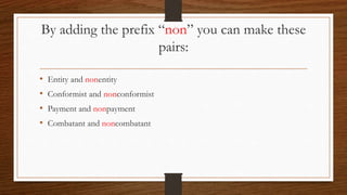 Prefixes and suffixes usage | PPTX