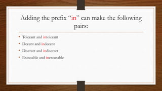 Prefixes and suffixes usage | PPTX