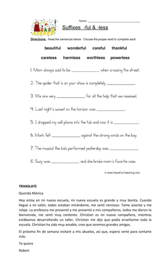 Prefixes and suffixes worksheet | DOC
