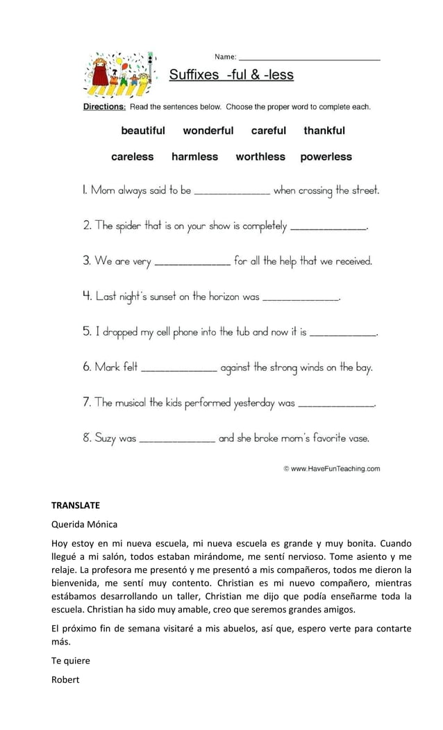 Prefixes and suffixes worksheet | DOC