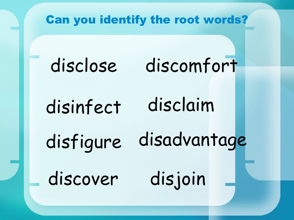 Prefixes Dis prefixes-dis
