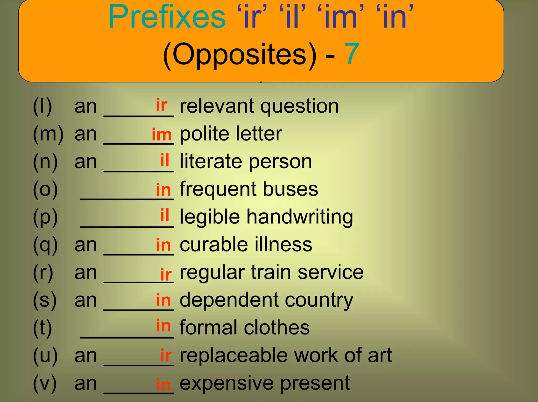 Prefixes opposites | PDF