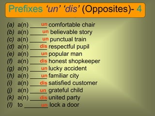 Prefixes opposites | PDF