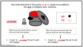 Teaching Kids How to use Prefixes (un and re) with Words that Can be ...