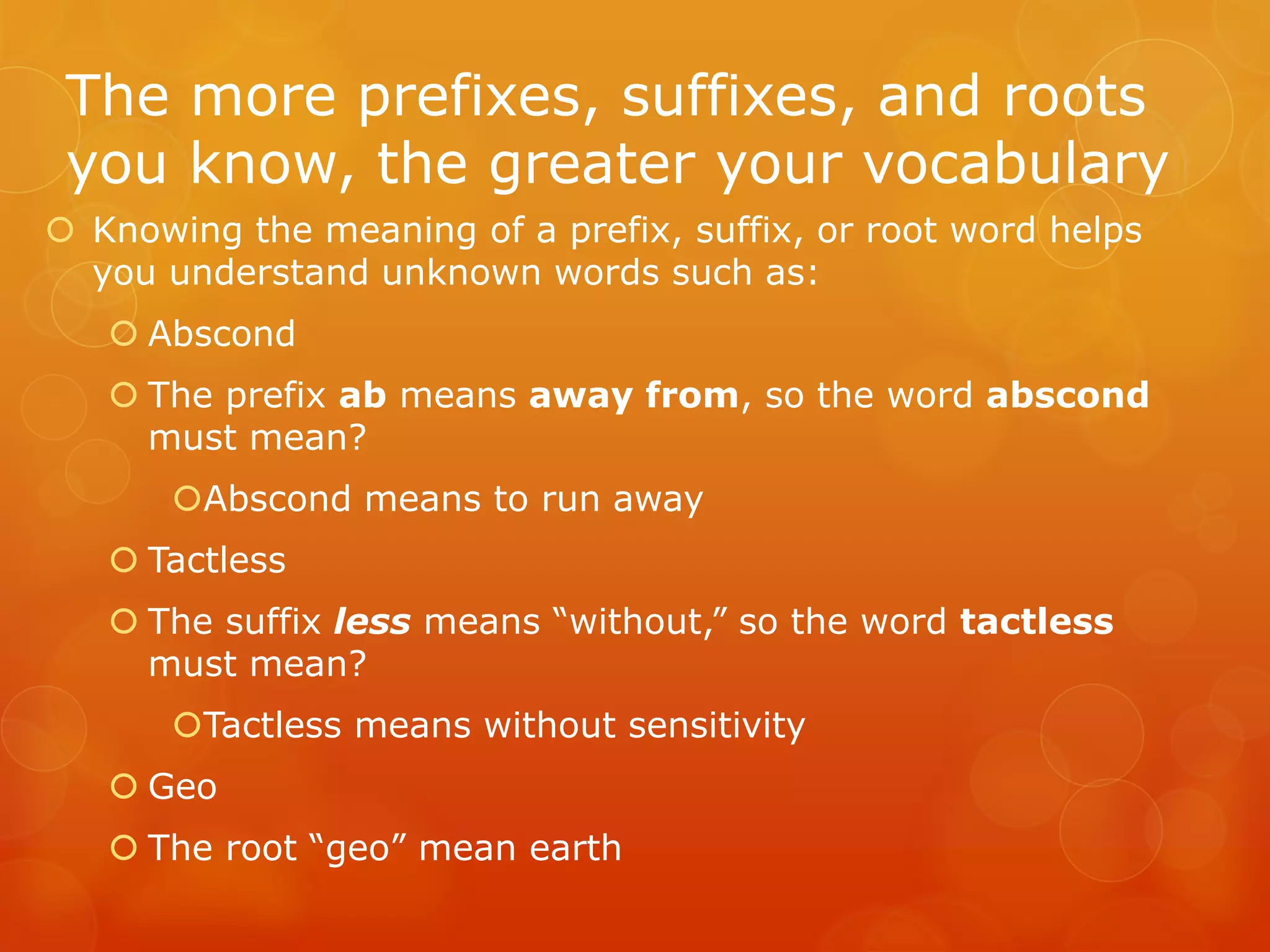 Prefixes, suffixes, and roots | PPTX