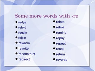 Prefix re- | PPT