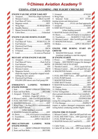 Preflight Checklist - CESSNA 172R LYCOMING CHIMES AVIATION ACADEMY 2020 | PDF