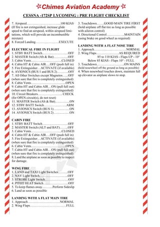 Preflight Checklist - CESSNA 172R LYCOMING CHIMES AVIATION ACADEMY 2020 | PDF