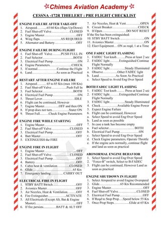 Preflight Checklist CESSNA 172 Thielert CHIMES AVIATION ACADEMY | PDF